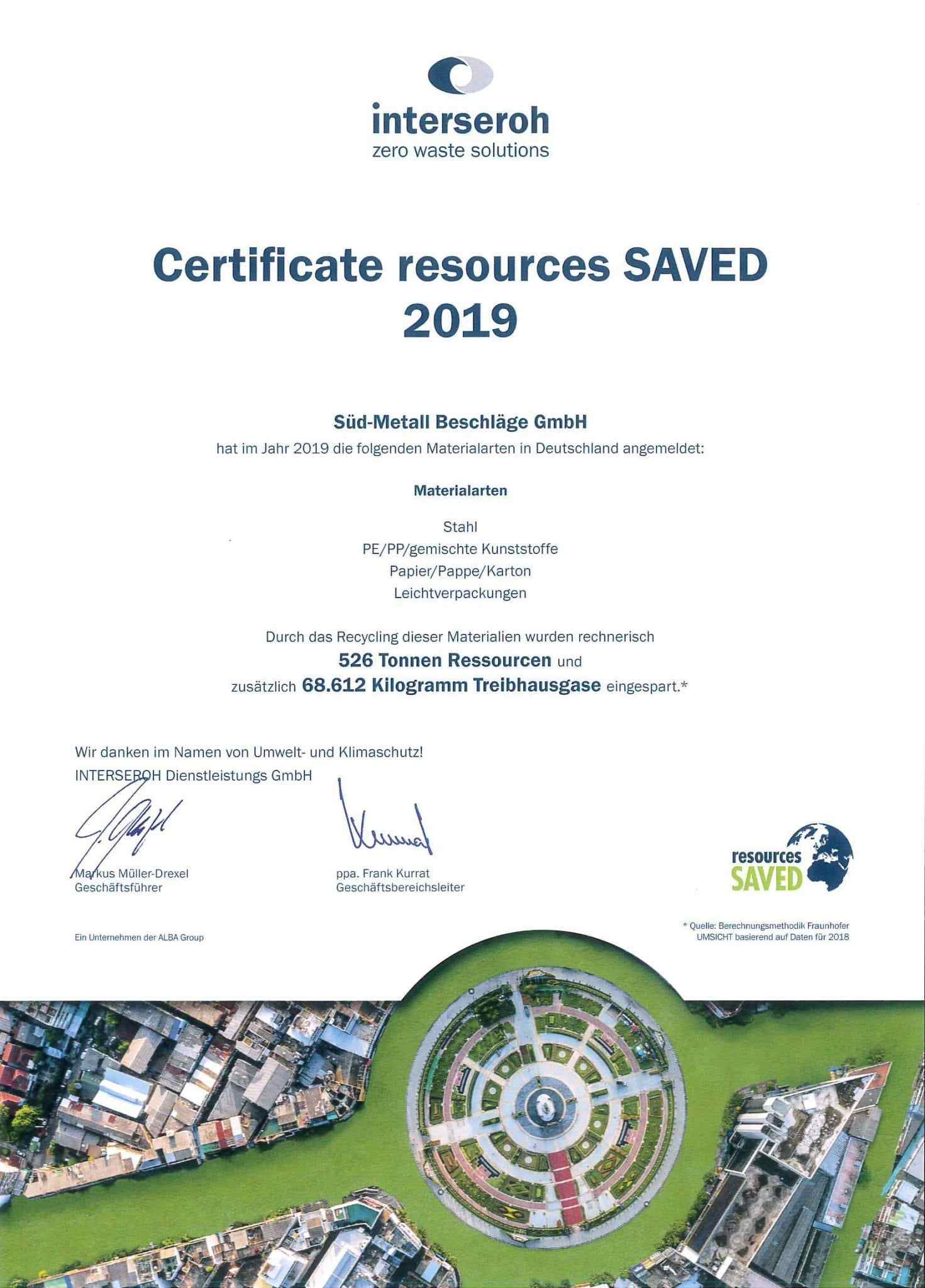 Südmetall | INTERSEROH Zertifikat erhalten!